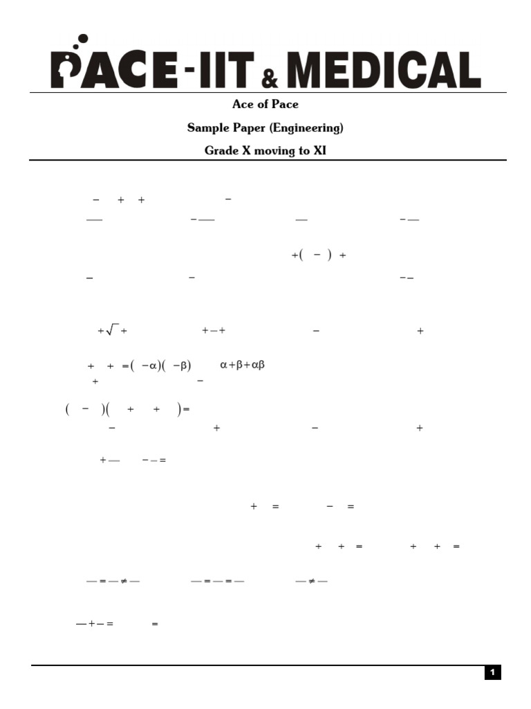 Ace of Pace Sample Paper Engineering QP | PDF | Elementary Mathematics ...