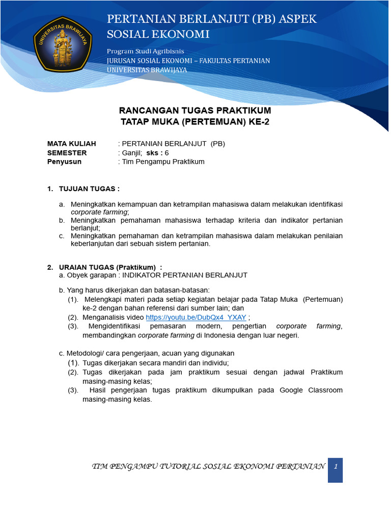 RANCANGAN TUGAS PRAKTIKUM PB TM ke-2 TA 2025 | PDF