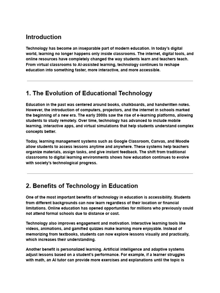 The Impact of Technology On Modern Education | PDF | Educational ...