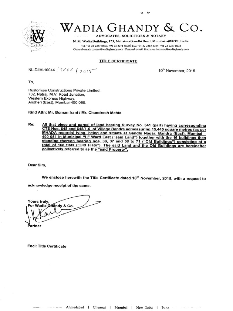 Annexure - 2 - Title Certificate | PDF