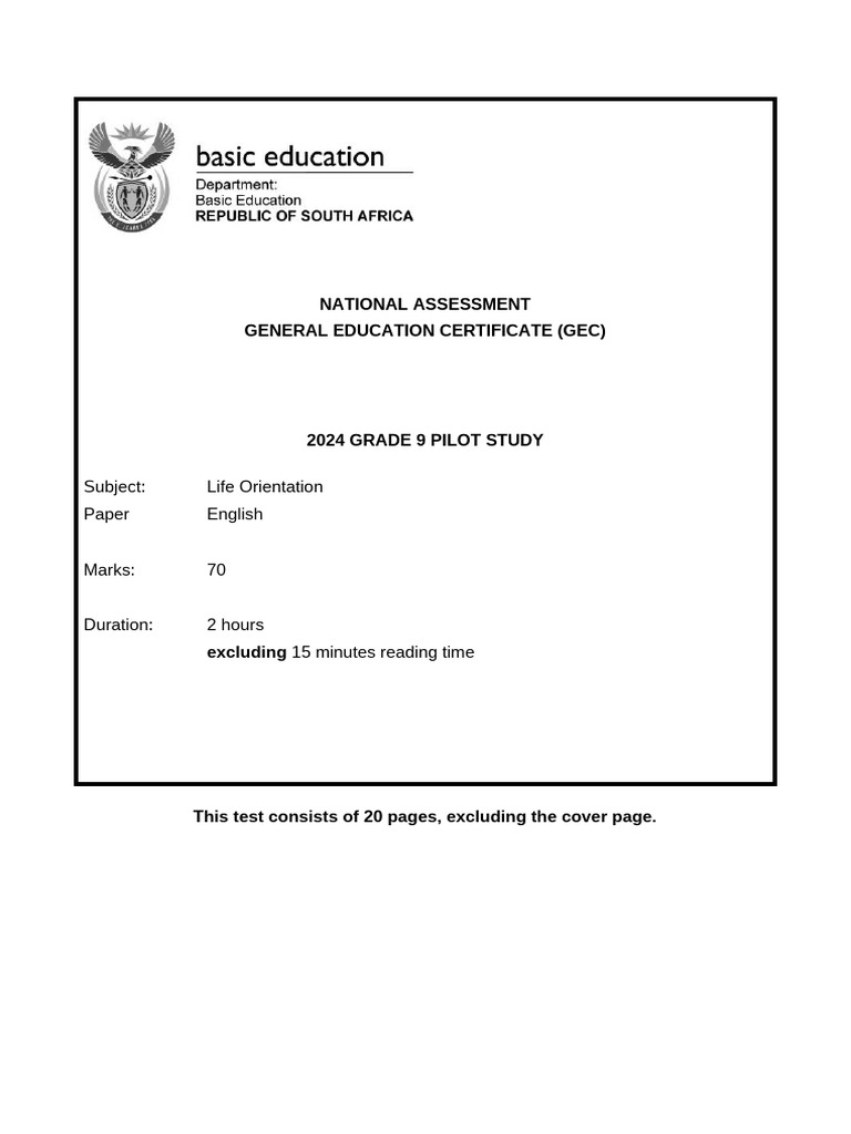 GEC 2024 Grade 9 Life Orientation Test | PDF | Bullying | Violence