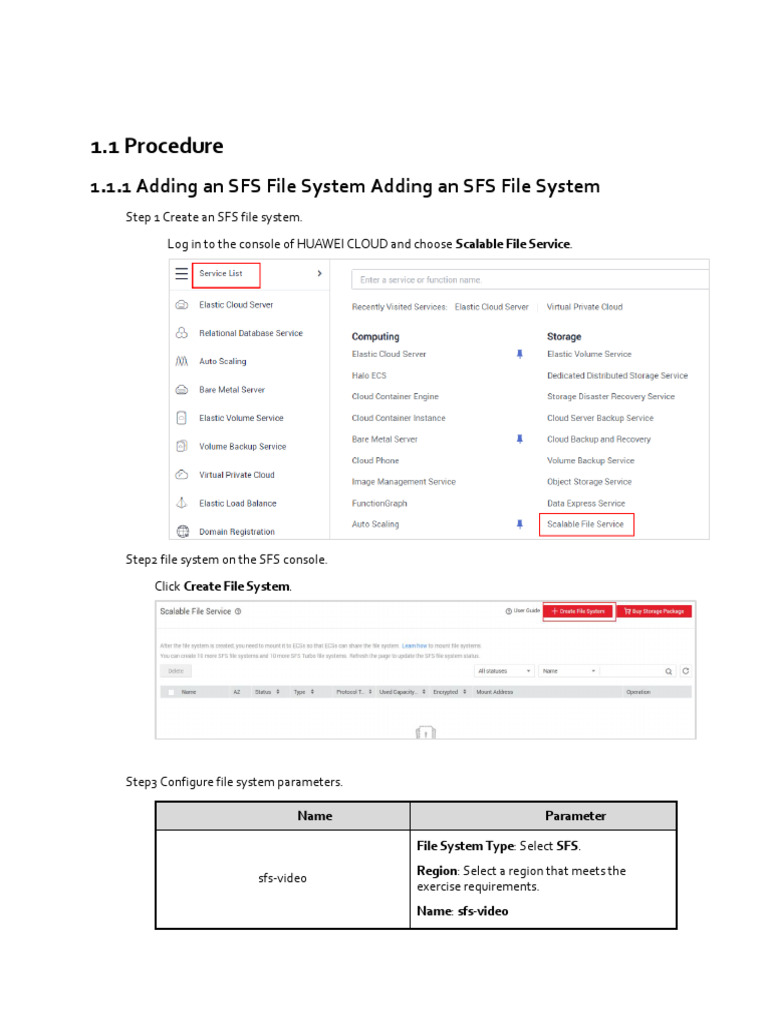 Create SFS and OBS on HUAWEI CLOUD | PDF | File System | Command Line ...