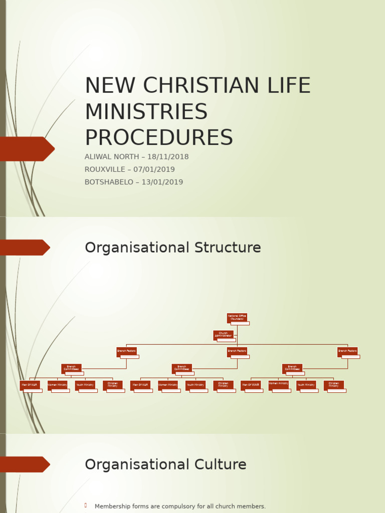 Church Procedure - New Life | PDF | Pastor | Christian Worship And Liturgy