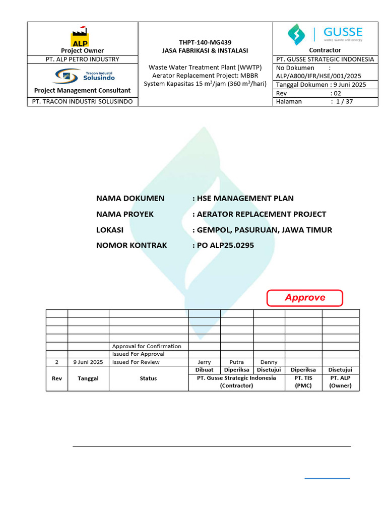 II.1 HSE Management Plan - Rev.02 - HSE | PDF