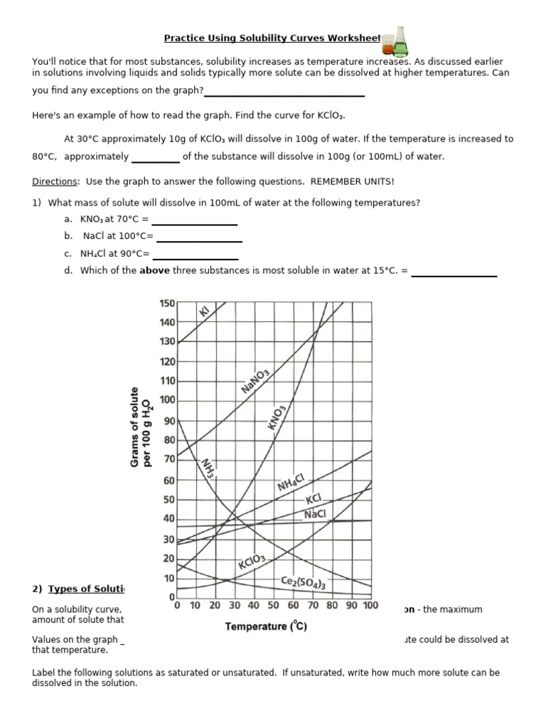 Solubility Curves Practice 2 | PDF | Solubility | Chemistry
