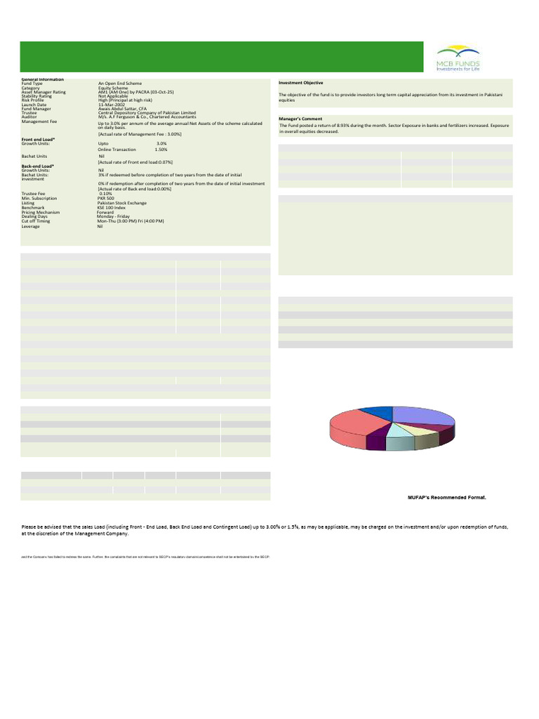 MCB Pakistan Stock Market Fund Update | PDF | Investing | Financial ...