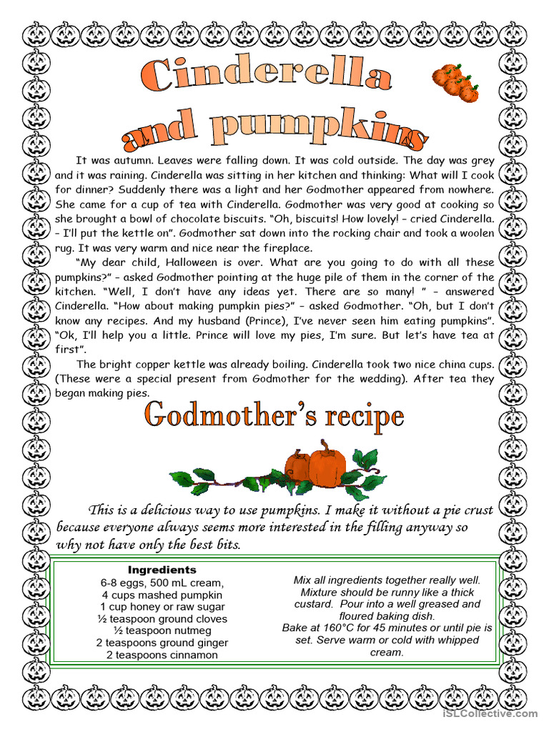 Pumpkin Pie Recipe with Cinderella | PDF | Cinderella | Foods