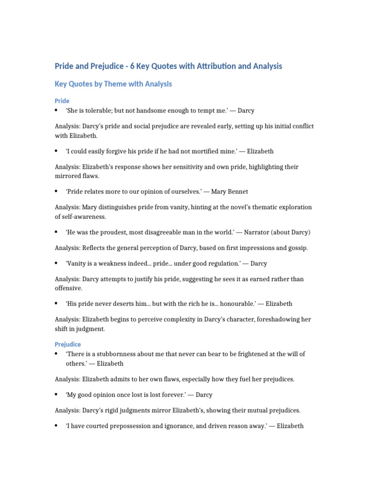 Elizabeth's Pride and Self-Discovery | PDF | Mr. Darcy | Pride And ...