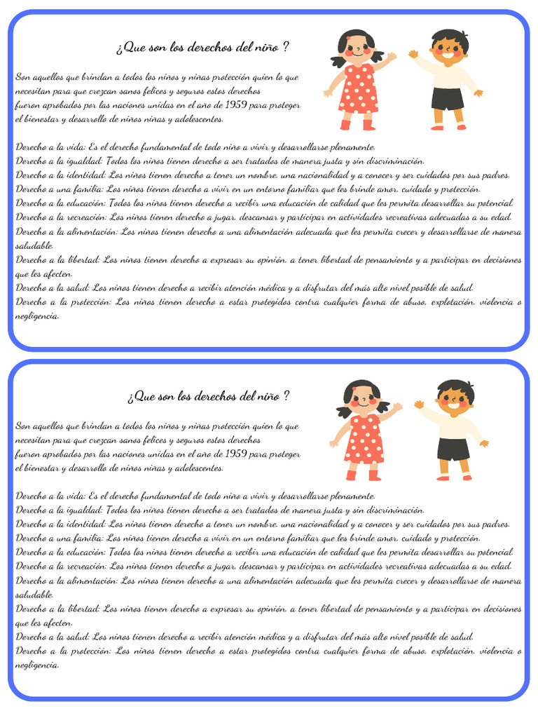 Derechos del Niño: Protección y Bienestar | PDF | Derechos de los niños ...