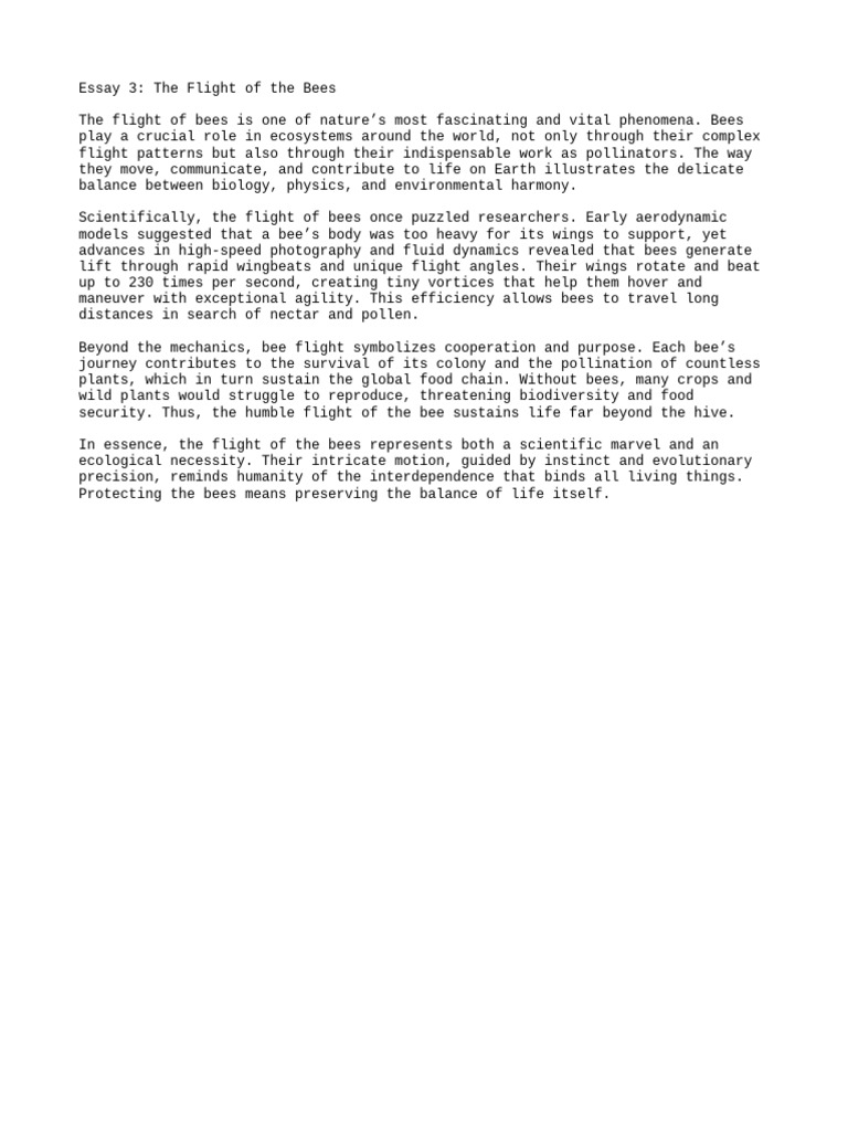 Essay 3 the Flight of the Bees | PDF