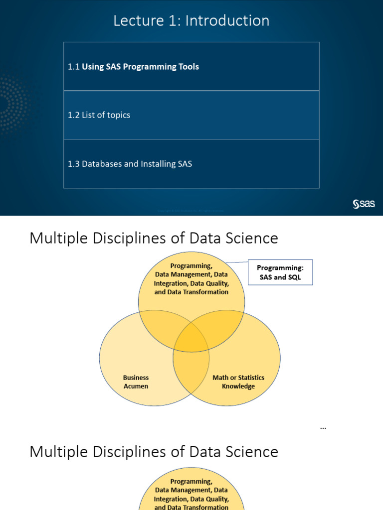 Introduction to SAS Programming Tools | PDF | Sql | Sas (Software)