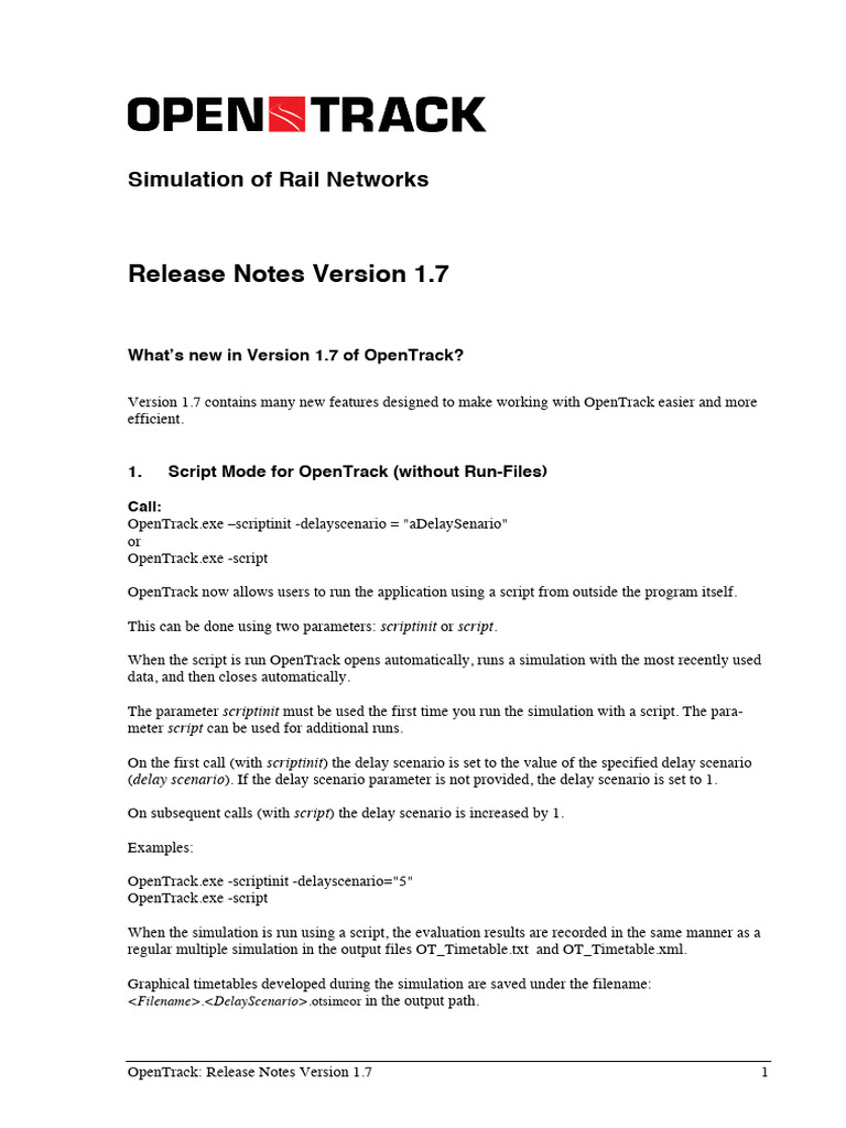 OpenTrack 1.7 Release Notes Summary | PDF | Parameter (Computer ...