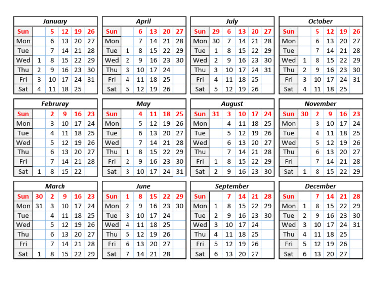 Monthly Calendar Dates Overview | PDF