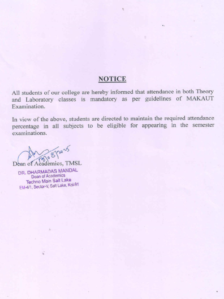 Notice Student Attendance | PDF