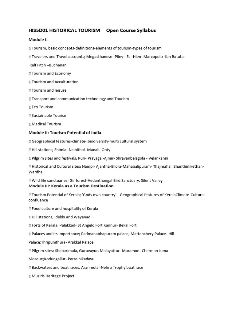 Module 1. Historical Tourism | PDF | Tourism | Sustainability