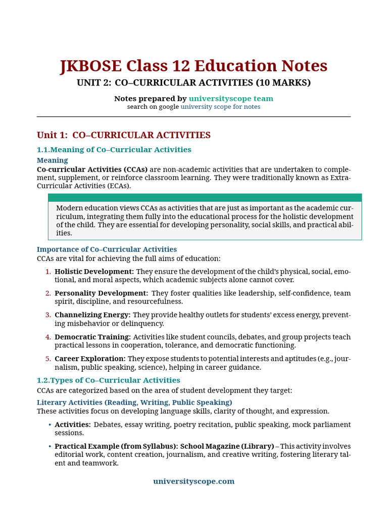 JKBOSE Class 12 Education Notes - Unit 2 | PDF | Cognition | Learning