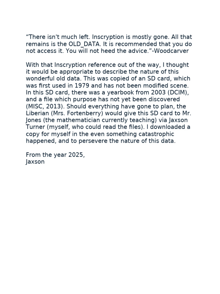 Old SD Card Data from 1979 Uncovered | PDF