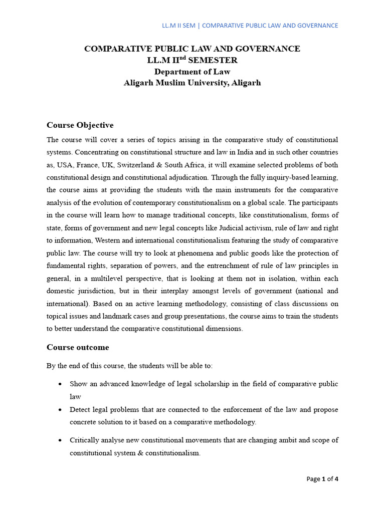 Comparative Constituional LAw Syllabus PDF | PDF | Constitution | Rule ...