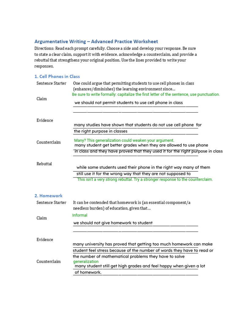 Advanced Argumentative Writing Practice | PDF | Cognition