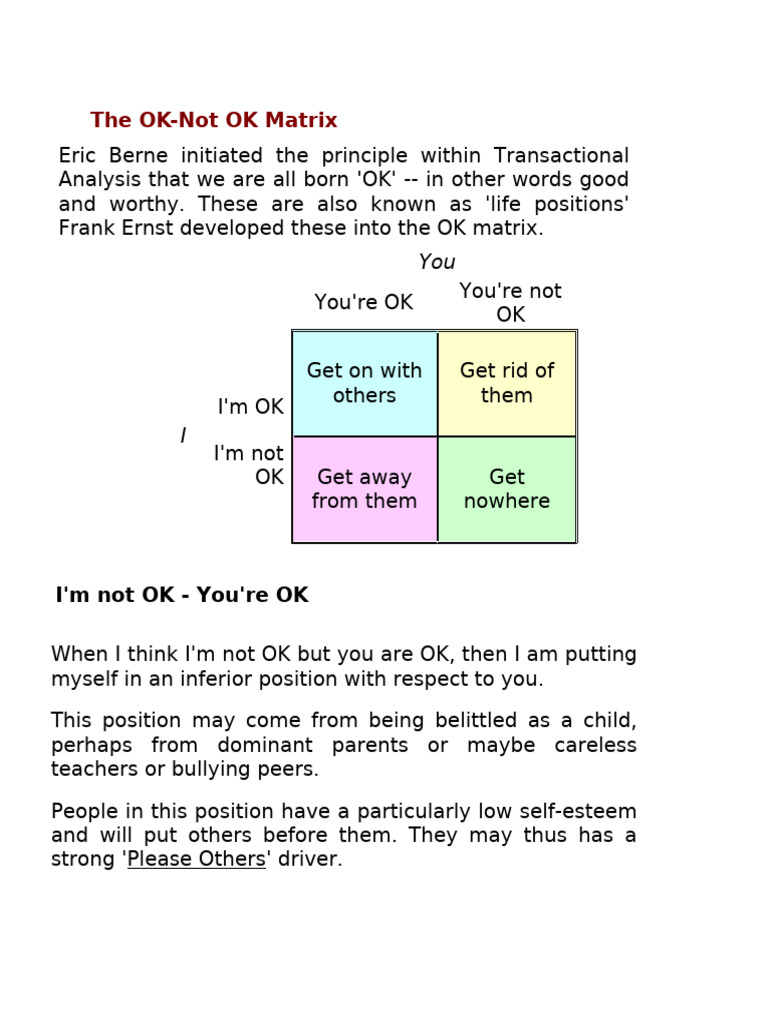 Understanding Life Positions in TA | PDF