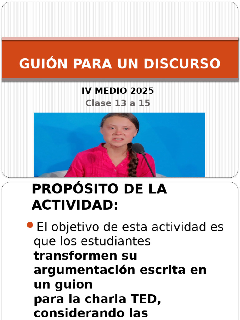 Guion para Charla TED: Actividad IV Medio | PDF