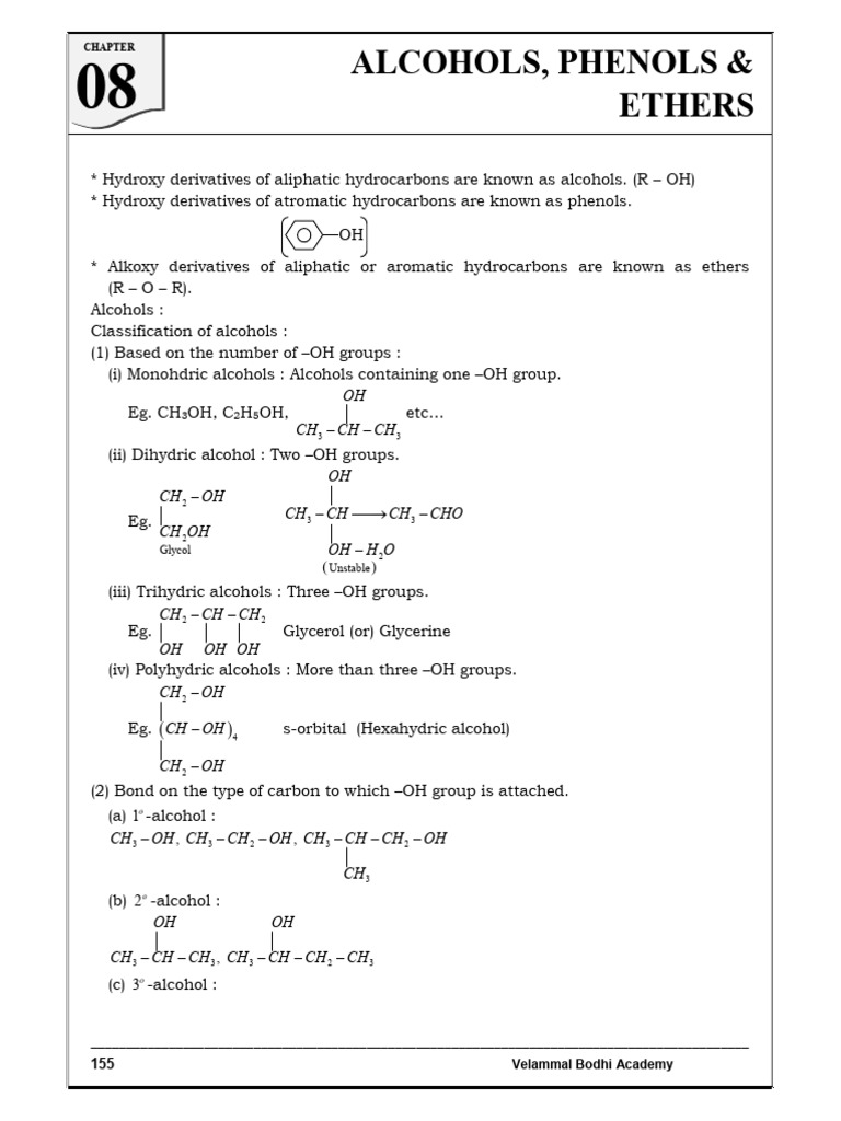 Alcohols, Phenols and Ethers | PDF | Ether | Aldehyde