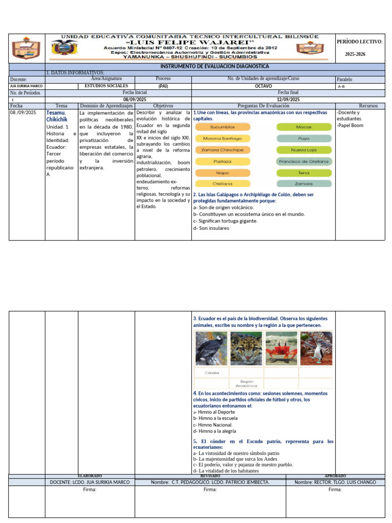 PLAN- DIAG-2025-2026-8VO-10MO- | PDF | Democracia | Ideologías políticas