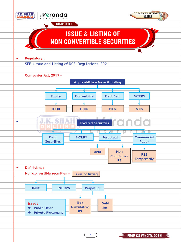 Non-Convertible Securities Regulations Guide | PDF | Securities ...