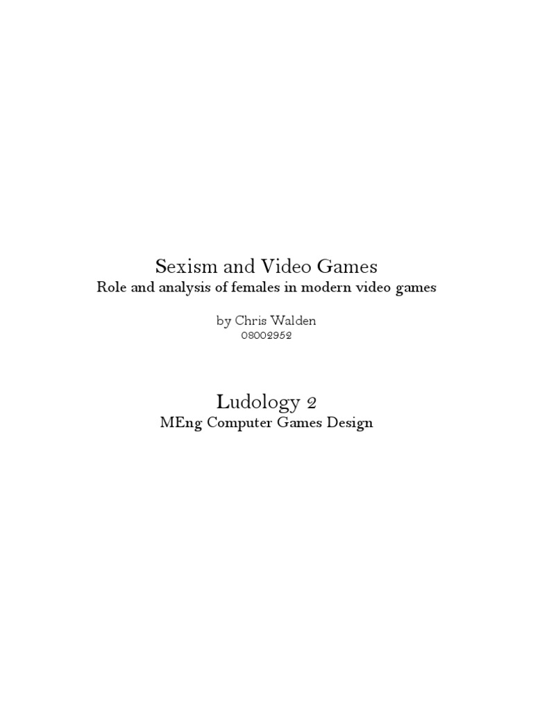 Gender Representation in Video Games | PDF | Video Games | Sexism