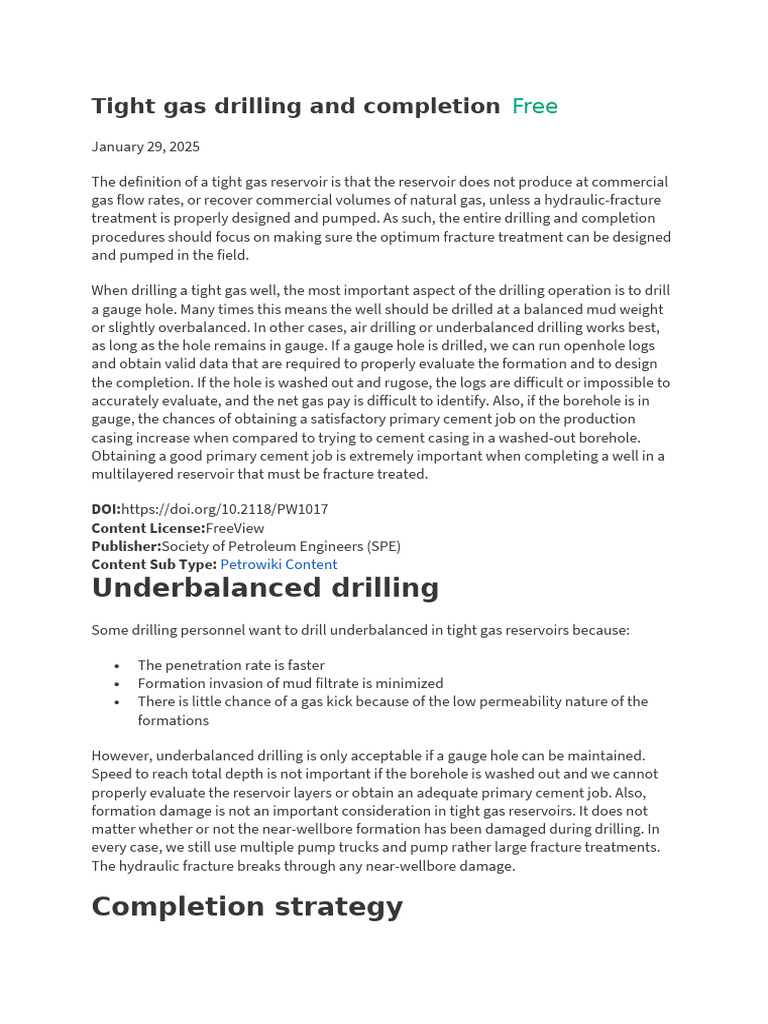 Tight Gas Well Drilling & Completion Guide | PDF | Casing (Borehole ...