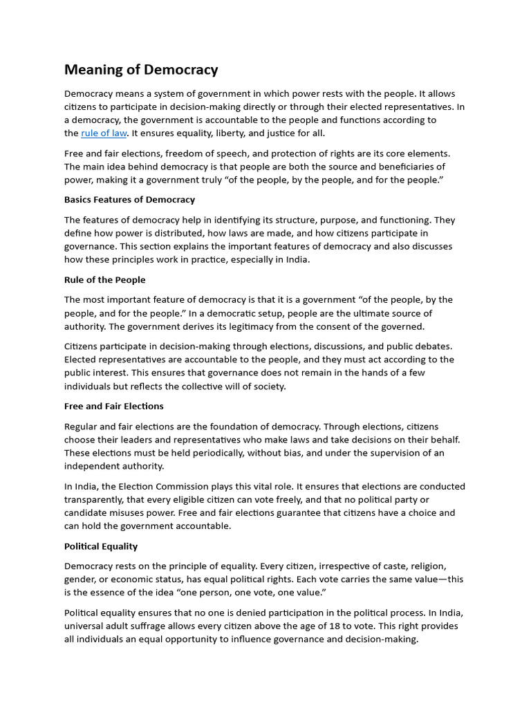 What Are The Features of Democracy | PDF | Democracy | Political Ideologies