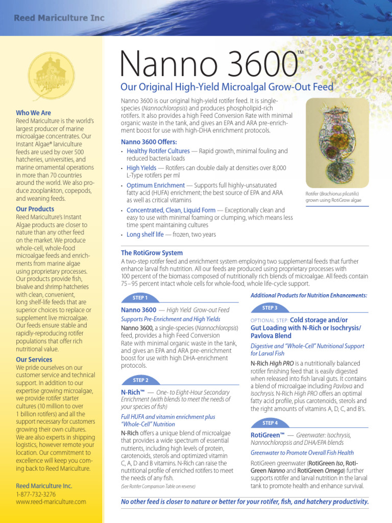 Nanno 3600: High-Yield Rotifer Feed | PDF