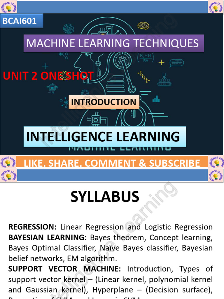 Unit 2 Machine Learning (MLT) by Intelligence Learning | PDF | Support ...