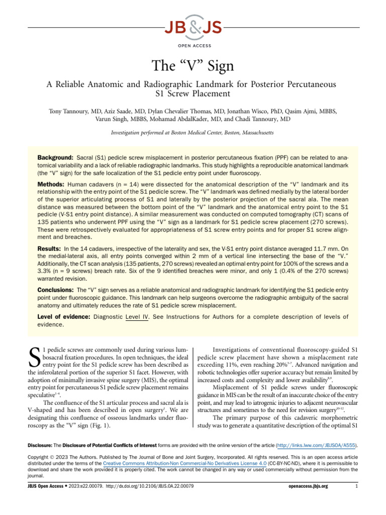 A Reliable Anatomic and Radiographic Landmark For Posterior ...