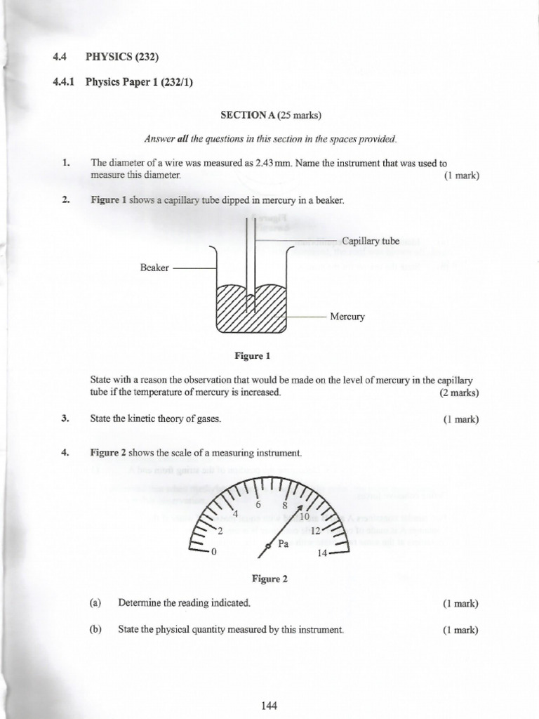 KCSE 2020 PHYSICS PP1 PP2 PP3 QUESTIONS | PDF
