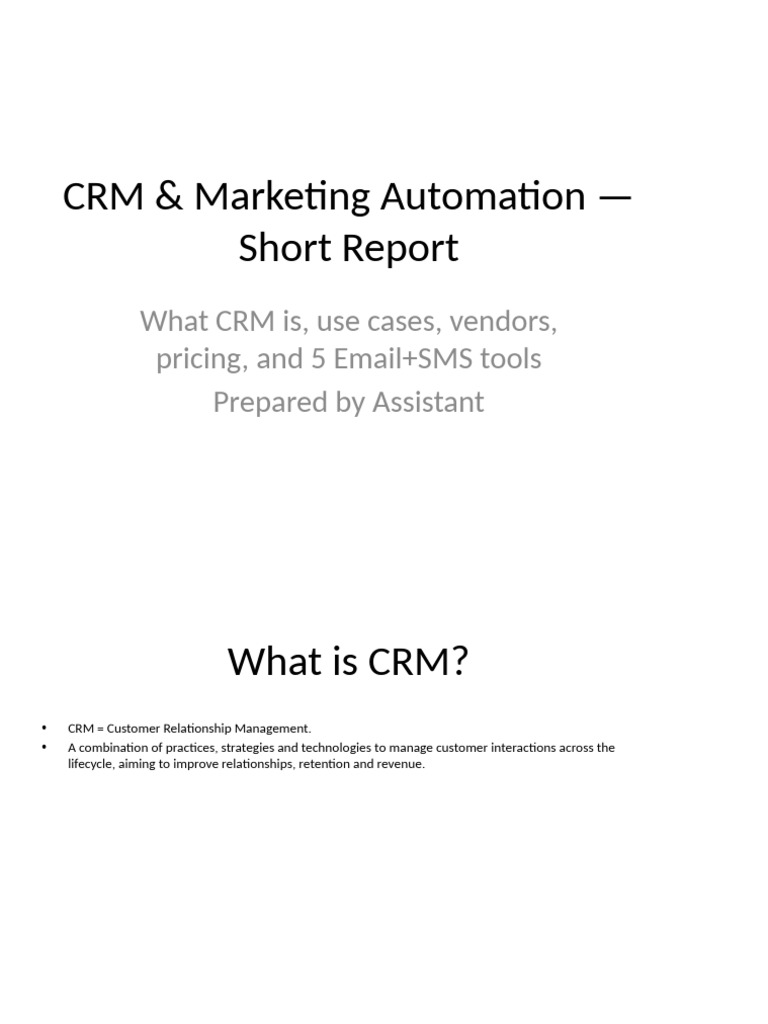 CRM and Marketing Automation Short Report | PDF | Customer Relationship ...