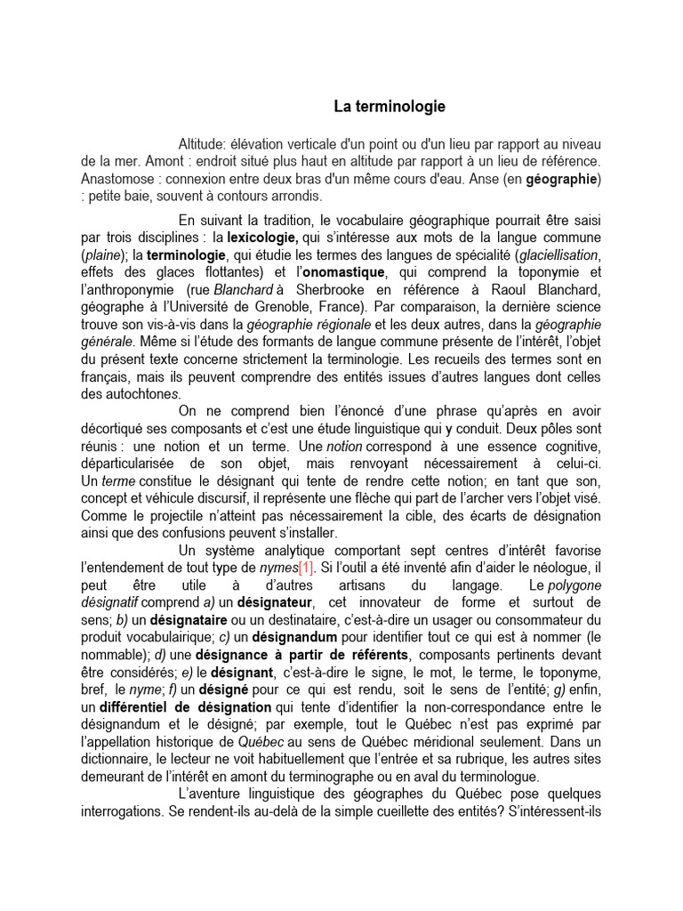 Terminologie géographique et vocabulaires | PDF | Lexique | Géographie