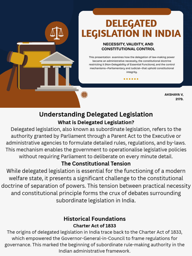 Delegated Legislation in India: Control & Validity | PDF | Policy ...