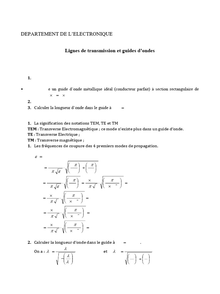 Modes de propagation dans les guides d'onde | PDF | Ligne de ...