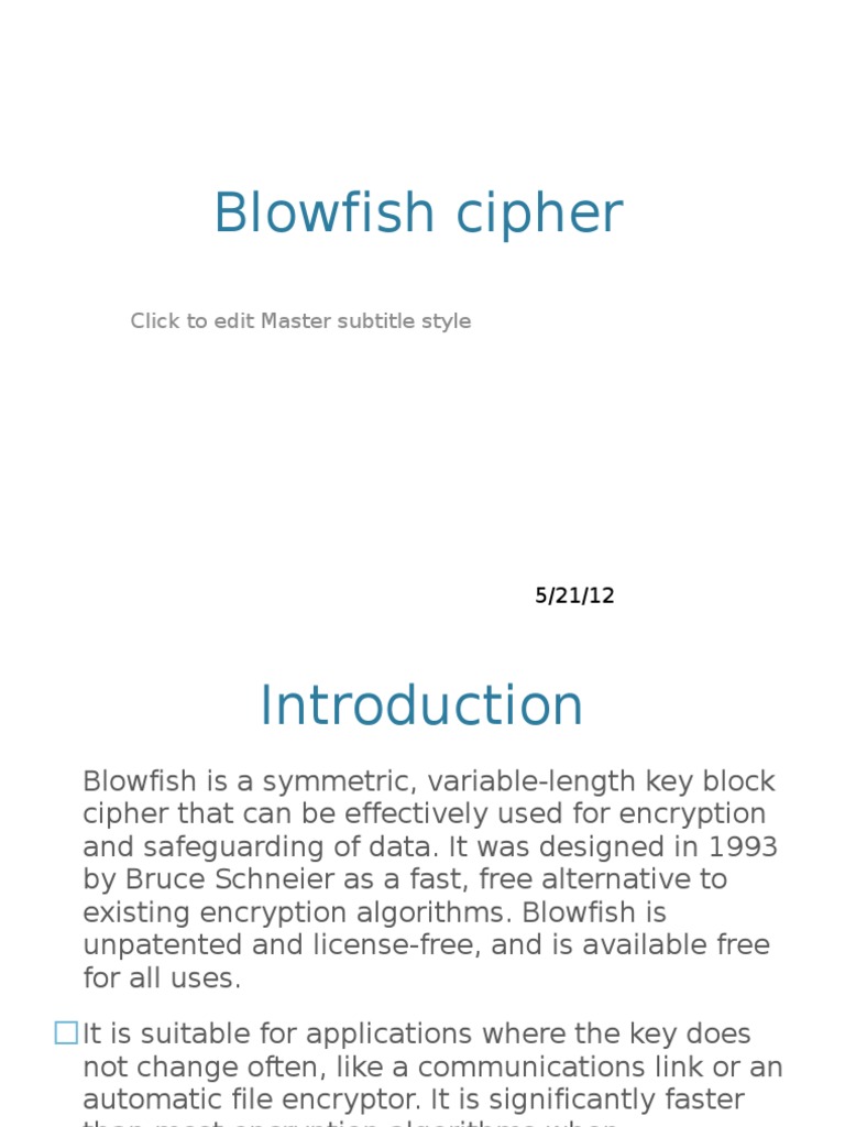 Blowfish Cipher: Click To Edit Master Subtitle Style | PDF | Secrecy ...