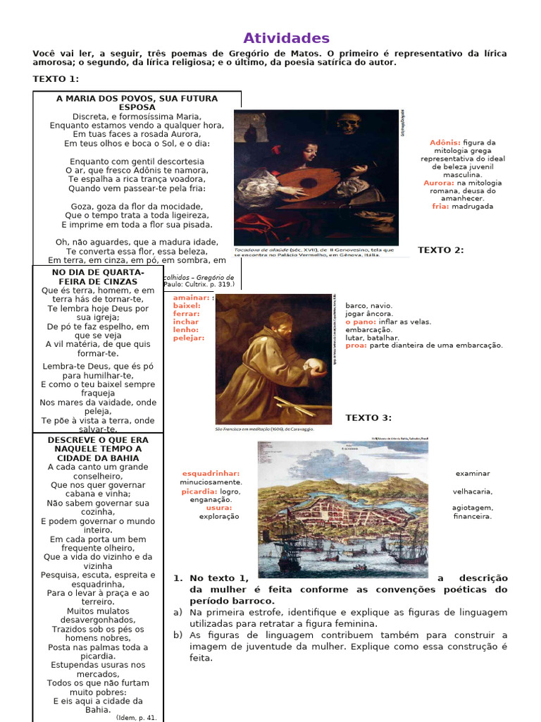 Poemas Barrocos de Gregório de Matos | PDF | Crítica