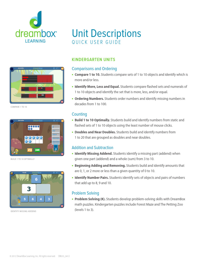 DreamBox Learning Unit Descriptions | PDF | Multiplication | Mathematics