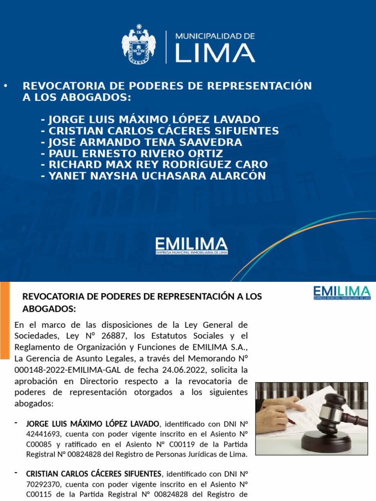 Revocatoria de Poderes a Abogados EMILIMA | PDF