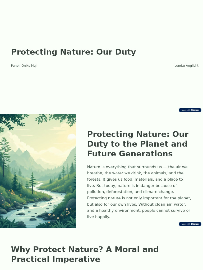 Protecting Nature: Our Duty to Act | PDF