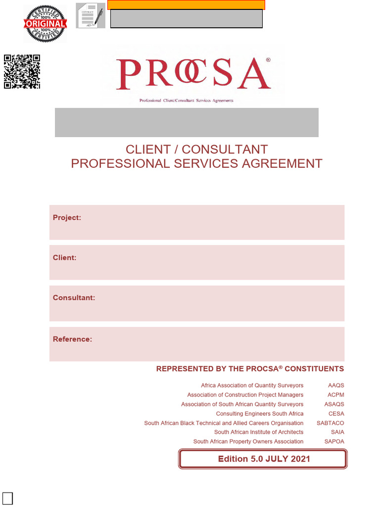 PROCSA Client/Consultant Agreement | PDF | Legal Liability ...