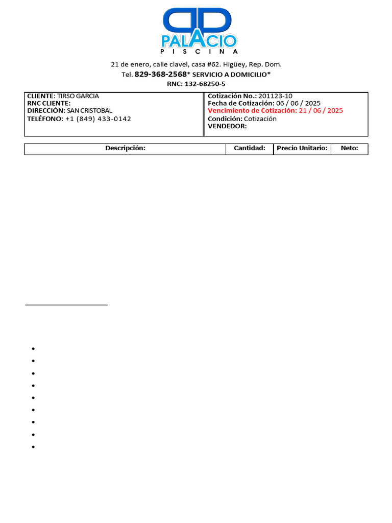 Cotizacion Tirso Garcia 1 | PDF