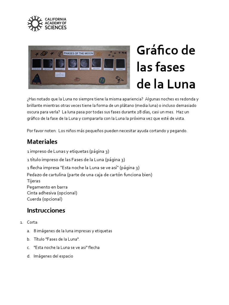 Sah Our-Sky Moon Phases Chart Spanish 230207 | PDF | Luna | Ciencia ...