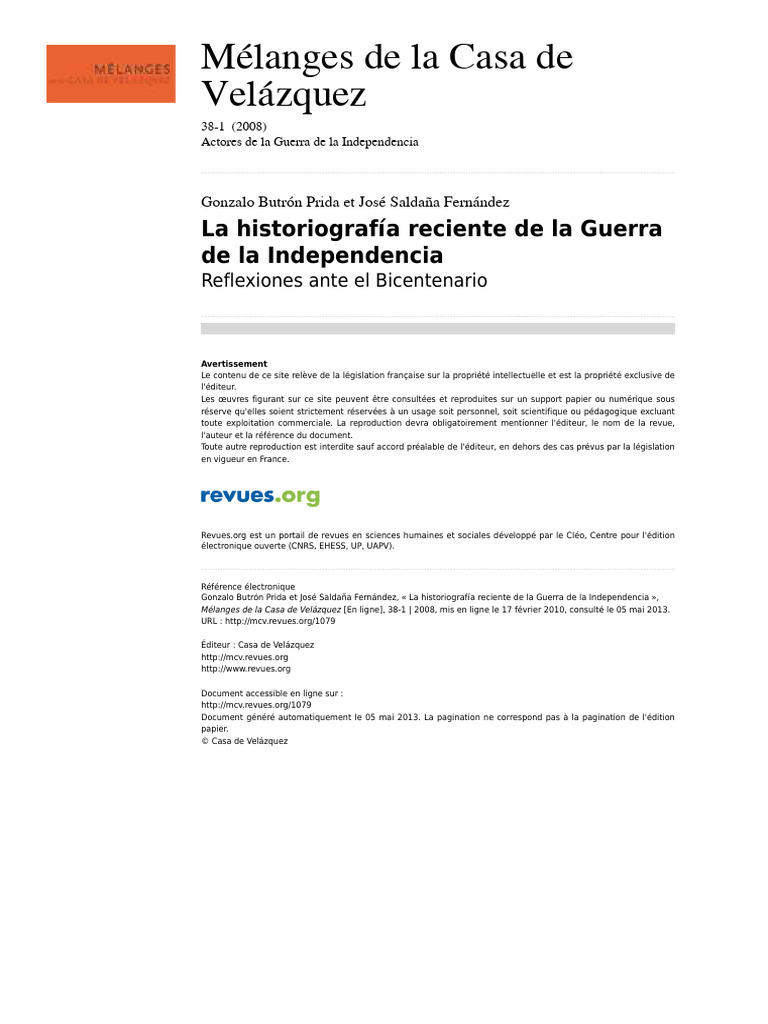 La Historiografia Reciente de La Guerra | PDF | Historiografía | España