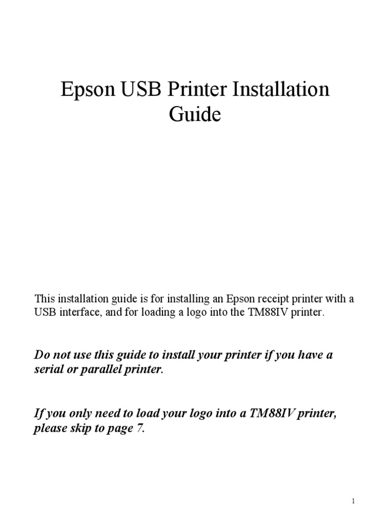 Epson USB Printer Installation V10 | PDF | Printer (Computing ...