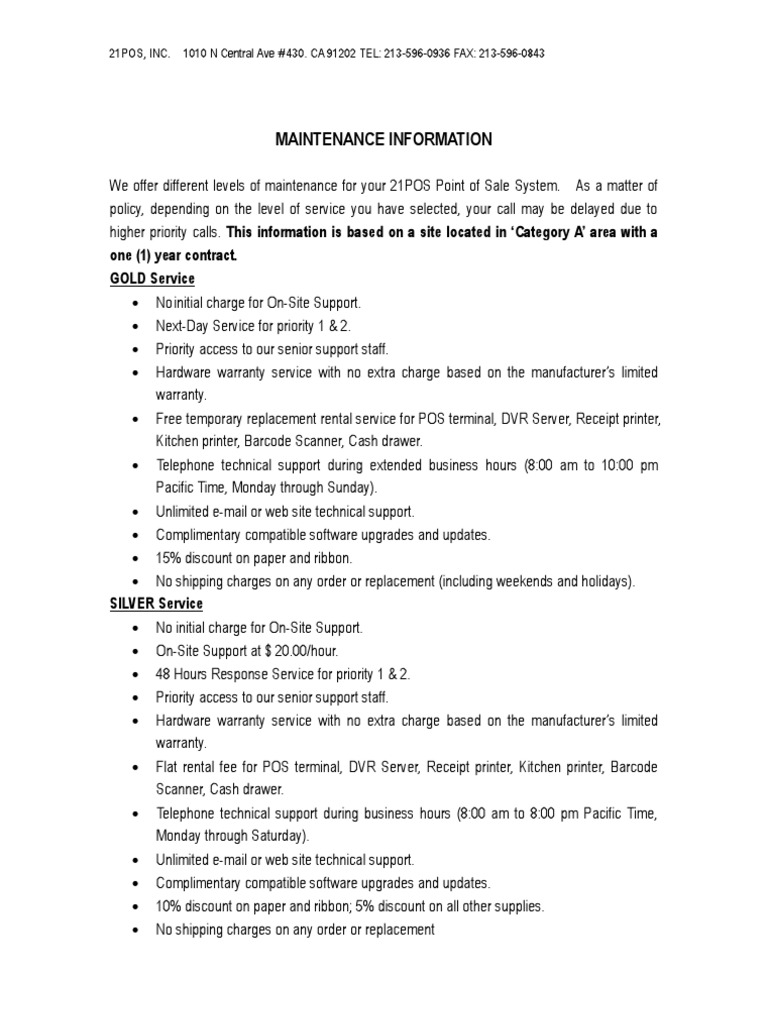 Maintenance Contracts 021606 | PDF | Computers | Technology & Engineering